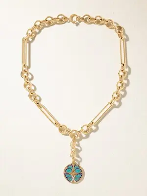 FOUNDRAE Reverie Midsized Mixed Clip Extension Diamond And Enamel Necklace - Gold