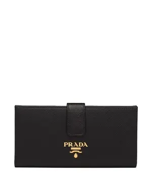 Prada Large Saffiano Leather Wallet Black