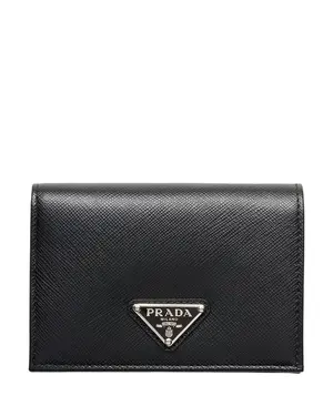 Prada Small Saffiano Leather Wallet Black/silver