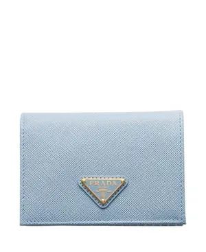 Prada Small Saffiano Leather Wallet Light Blue