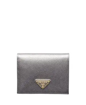 Prada Small Saffiano Leather Wallet Silver