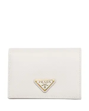 Prada Small Saffiano Leather Wallet White/gold