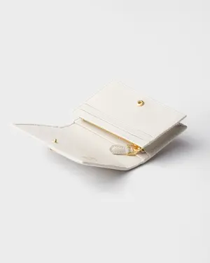 Prada Small Saffiano Leather Wallet - White/gold