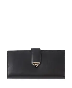 Prada Large Leather Wallet - Black