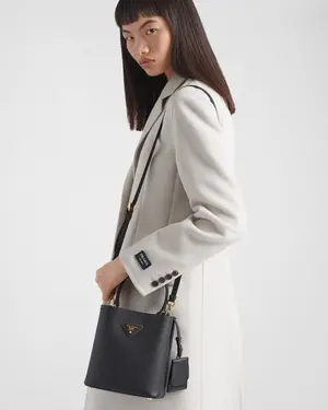 Prada Panier Small Saffiano Leather Bag - Black