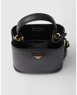 Prada Panier Small Saffiano Leather Bag - Black