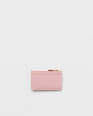 Prada Saffiano And Smooth Leather Card Holder - Pink
