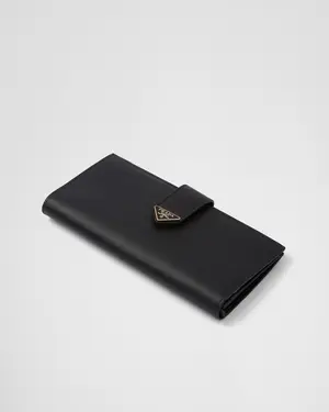 Prada Large Saffiano And Smooth Leather Wallet - Black