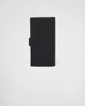 Prada Large Saffiano And Smooth Leather Wallet - Black
