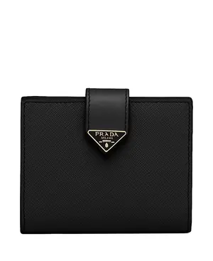 Prada Saffiano And Smooth Leather Wallet - Black