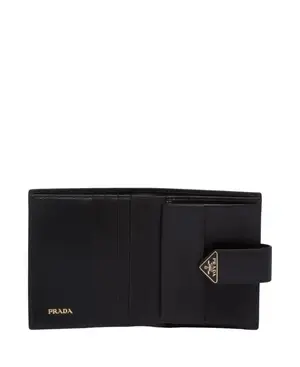 Prada Saffiano And Smooth Leather Wallet - Black