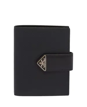 Prada Saffiano And Smooth Leather Wallet - Black