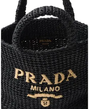 Prada Small Crochet Tote Bag - Black