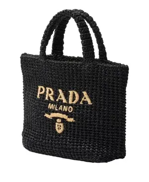 Prada Small Crochet Tote Bag - Black
