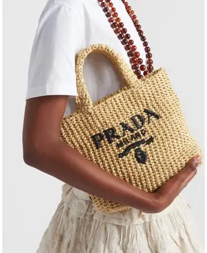 Prada Small Crochet Tote Bag - Neutral