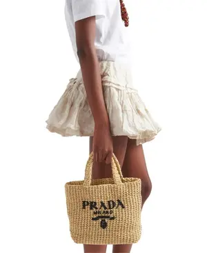 Prada Small Crochet Tote Bag - Neutral
