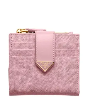 Prada Small Saffiano And Smooth Leather Wallet - Pink