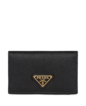 Prada Saffiano Leather Card Holder Charcoal