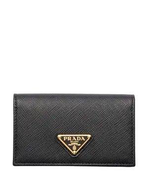 Prada Saffiano Leather Card Holder Charcoal