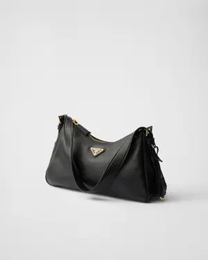Prada Aimee Medium Leather Shoulder Bag - Black