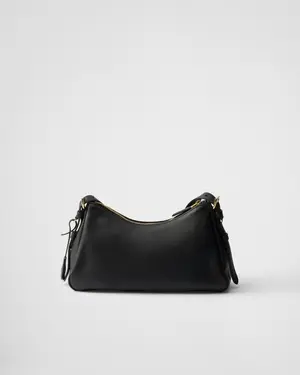 Prada Aimee Medium Leather Shoulder Bag - Black