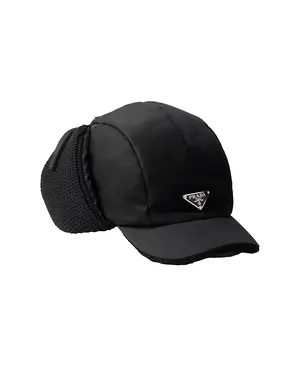 Prada Re-nylon And Wool Trapper Hat - Black