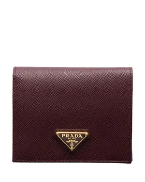 Prada Small Leather Wallet - Burgundy