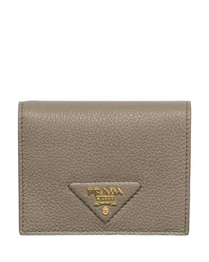 Prada Small Leather Wallet Grey