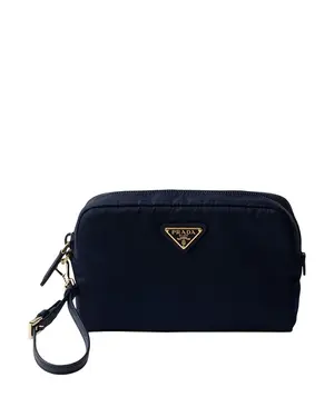 Prada Re-nylon Pouch With Enameled Triangle Logo - Blue