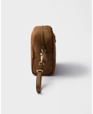 Prada Re-nylon Pouch With Enameled Triangle Logo - Brown