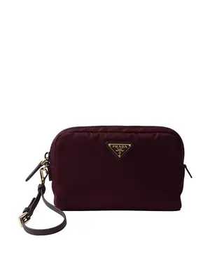 Prada Re-nylon Pouch With Enameled Triangle Logo - Burgundy