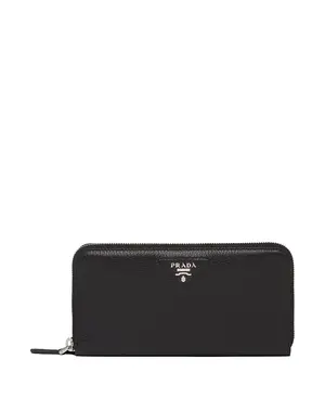 Prada Large Leather Wallet - Black/silver