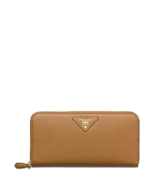 Prada Large Leather Wallet - Brown