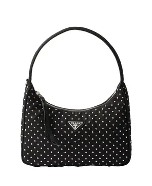 Prada Re-edition Re-nylon Mini Bag With Studs - Black