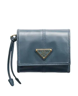 Prada Small Leather Wallet Blue