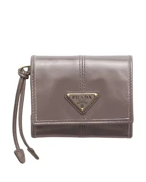 Prada Small Leather Wallet Grey