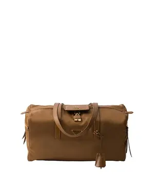 Prada Large Re-nylon Top-handle Bag With Padlock - Brown