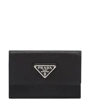 Prada Saffiano Leather Card Holder Black/silver