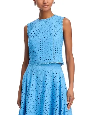 Aqua Eyelet Sleeveless Top