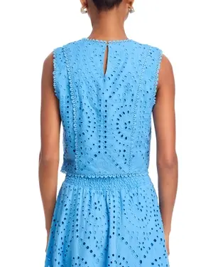 Aqua Eyelet Sleeveless Top