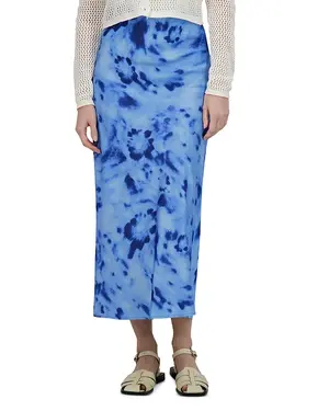 POINT Satin Slip Skirt - Blue Tye Dye