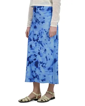 POINT Satin Slip Skirt - Blue Tye Dye