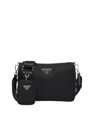 Prada Re-nylon And Saffiano Leather Shoulder Bag - Black
