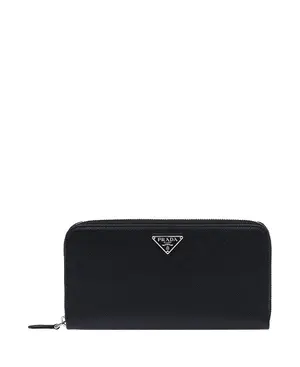 Prada Large Saffiano Leather Wallet Black/silver