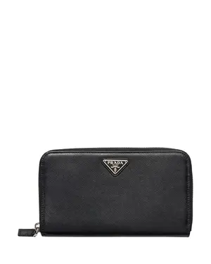 Prada Large Saffiano Leather Wallet Black/silver
