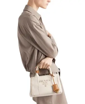 Prada Jardiniere Mini Linen Blend Bag