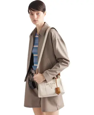 Prada Jardiniere Mini Linen Blend Bag
