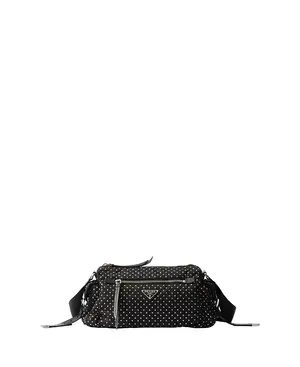 Prada Re-nylon Shoulder Bag With Studs - Black
