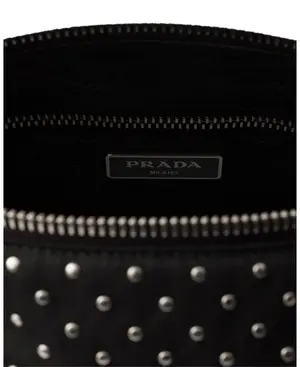 Prada Re-nylon Shoulder Bag With Studs