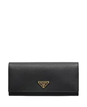 Prada Large Saffiano Leather Wallet Black